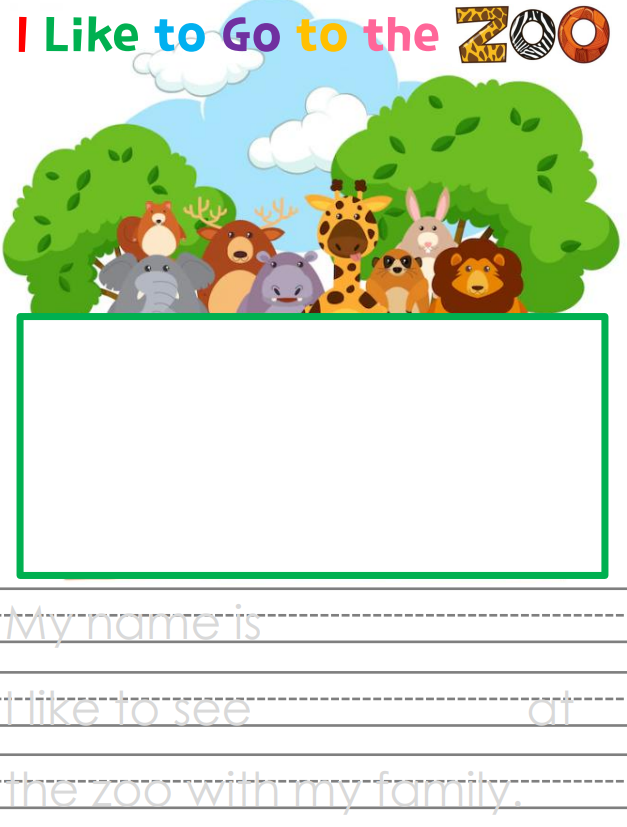 영어 글쓰기 워크시트 I Like to Go to the Zoo! 간단한 Sentence Pattern으로 문장 완성하기 ...