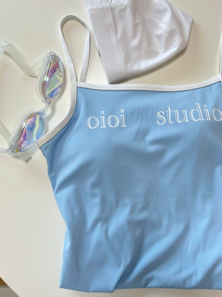 [리뷰] oioi 오아이오아이 수영복 / LAYERED LOGO SWIMSUIT SKY BLUE (레이어드 로고 스윔수트 스카이 ...