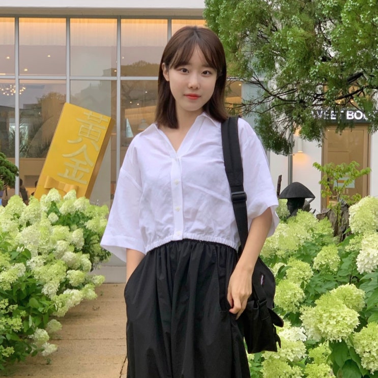 Maloupe 마롭 오픈카라 화이트 텐셀 셔츠 오버핏 여름 크롭 반팔 여자 흰셔츠 코디 추천 네이버 블로그
