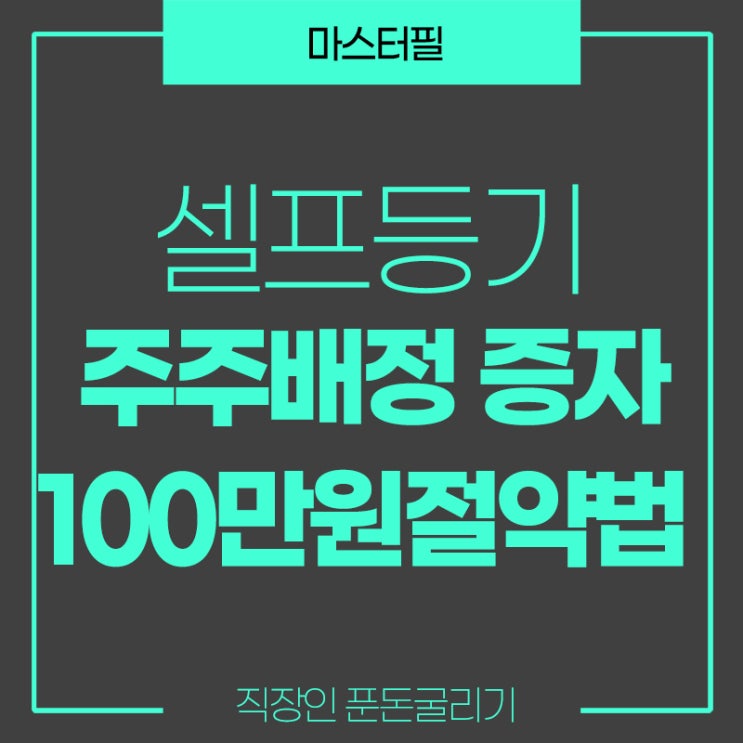 셀프등기 주주배정 증자 주주 법인일 경우 100만원 절약하는 방법 네이버 블로그