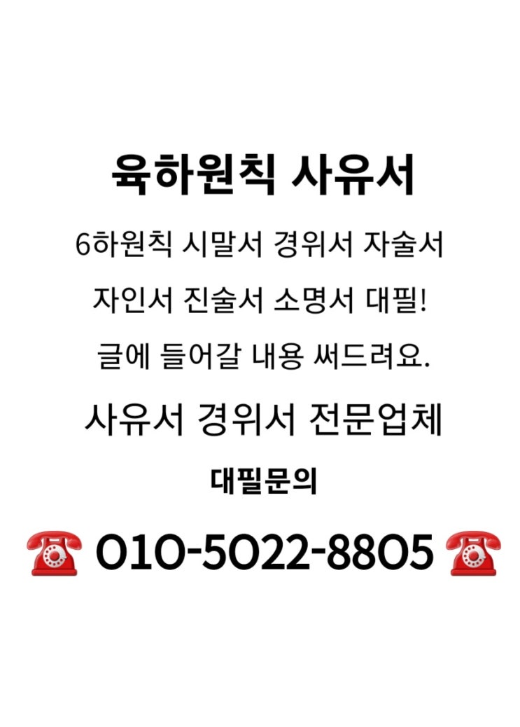 육하원칙 사유서 작성 대행 6하원칙 시말서 경위서 자술서 자인서 진술서 소명서 대필 글에 들어갈 내용 써드려요 네이버 블로그