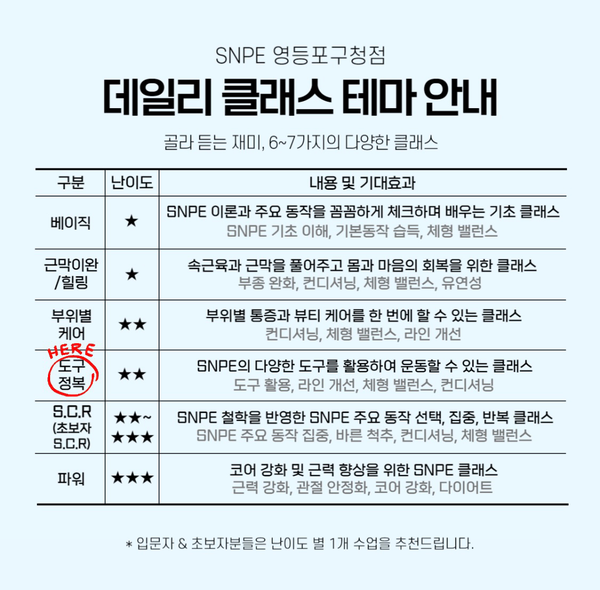 SNPE 영등포구청점 8월 데일리 클래스 안내 (New 테마 개설) : 네이버 블로그