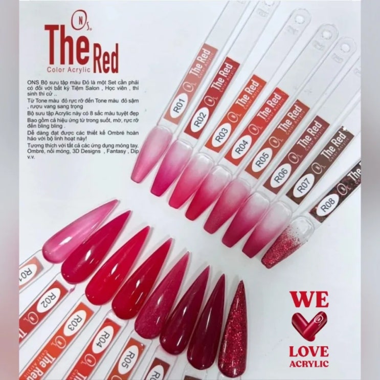 (출시) ONS 더 레드 컬러 아크릴 컬렉션 - Odyssey Nail Systems The Red Colored Acrylic ...