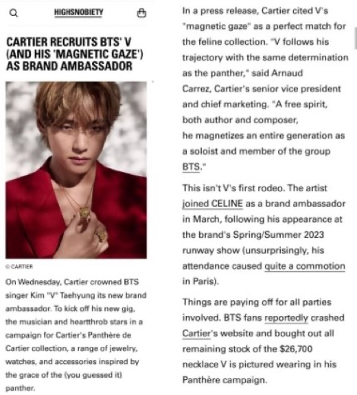 [ 방탄소년단 뷔 ] BTS V’s immediate impact after Cartier ambassador ...