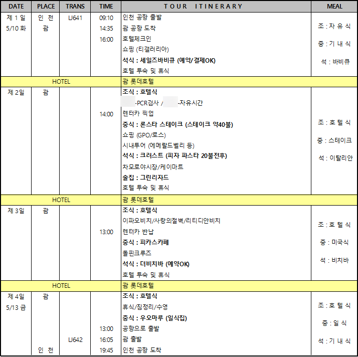 0 괌 퇴사하고 구혼여행 괌 3박4일 자유여행 준비하기 일정 공유진에어롯데호텔렌트카투어예약 네이버 블로그