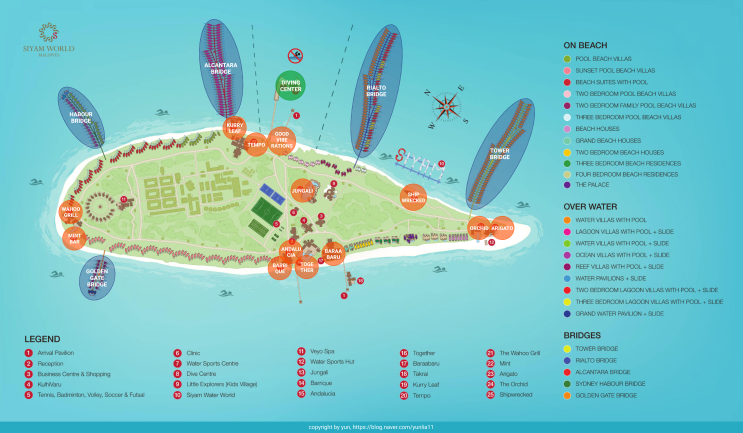 [몰디브] 몰디브 시암월드 리조트 지도와 레스토랑 정리, Sun Siyam World Resort Map & Restaurant ...