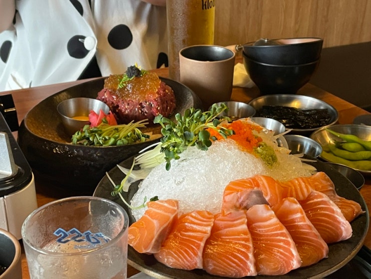 분위기 좋은 합정역 이자카야 추천, 우규 유자꿀육회 : 네이버 블로그