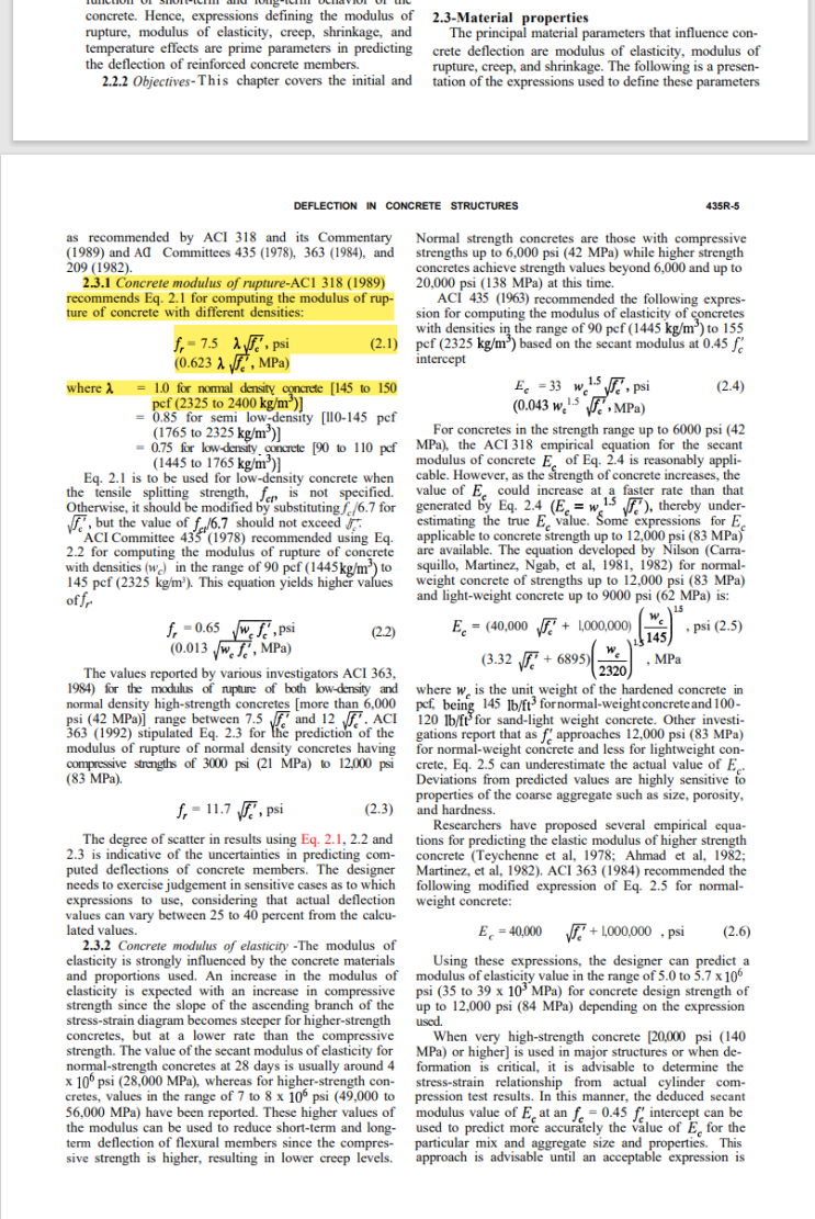 콘크리트 압축강도, 휨강도 환산자료(ACI 435) : 네이버 블로그