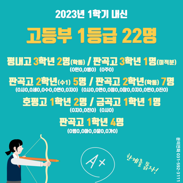 평내 호평 다산 고등학교 1등급에 대하여 수학 1등급 22명 2023년 1학기 네이버 블로그
