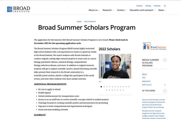 [Summer Program] Broad Summer Scholars Program에 대한 고찰 (Jan) : 네이버 블로그