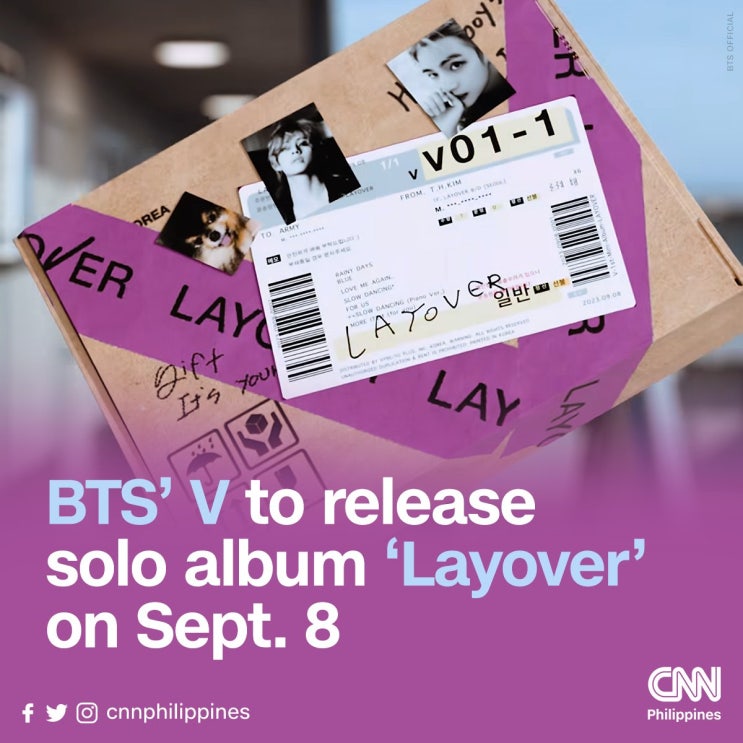 방탄소년단 뷔, BTS V's solo debut on September 8th. V 'LAYOVER IS COMING ...