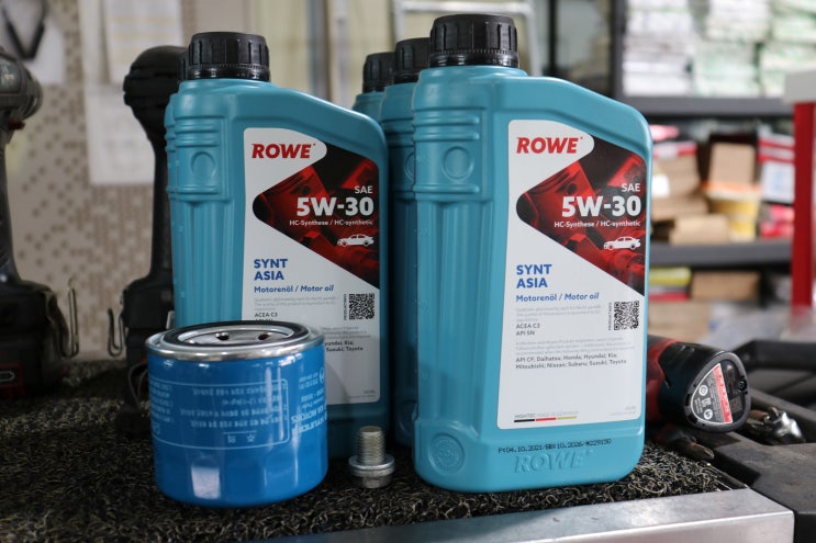 [온게러지] 현대 아반떼 AD 스포츠 로베 ROWE SYNT ASIA 5W30 합성 엔진오일 교환 작업! 이천 여주 용인 광주 ...