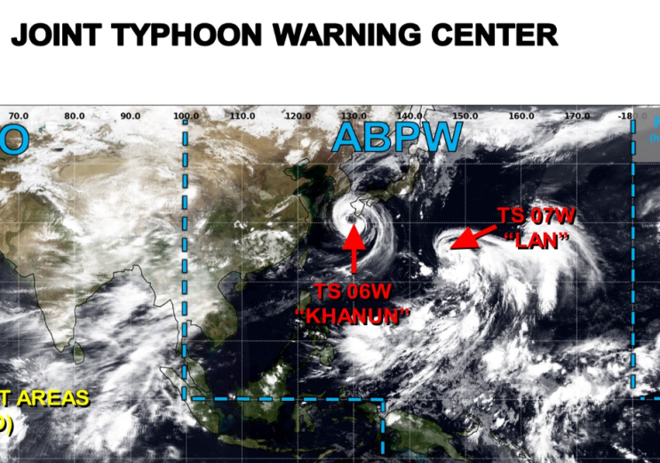 6호 태풍 '카눈', 7호 태풍 '란'. 현재 위치와 경로 예보 공유해 봅니다. (feat. 일본 기상청, JTWC) : 네이버 블로그