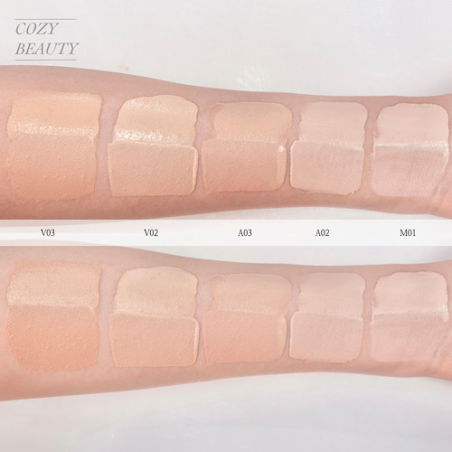 VDL 브이디엘 커버 스테인 퍼펙팅 파운데이션 : M01/A02/A03/V02/V03 색상 비교 : 네이버 블로그