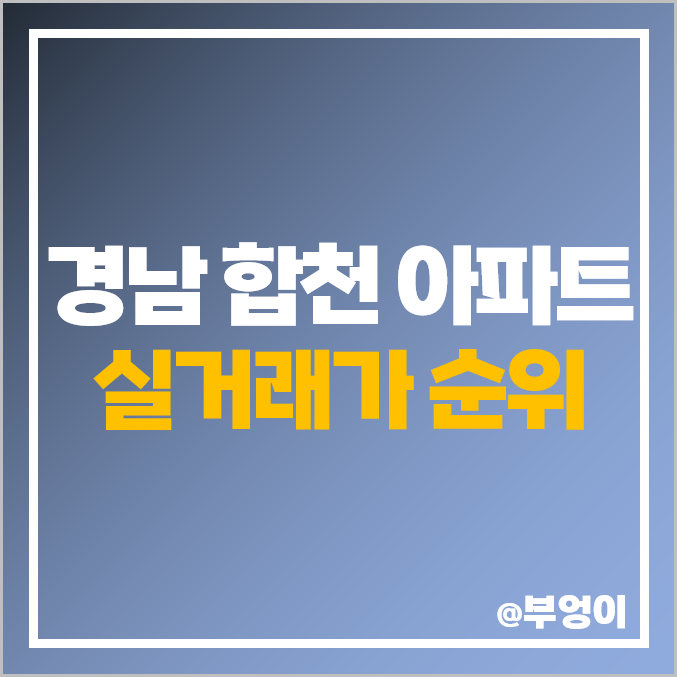 경남 합천군 아파트 매매 가격 순위 선우h타운 주공 제일 비싼 시세 네이버 블로그