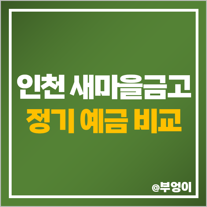 인천 새마을금고 예금 특판 금리 높은 곳 단기 6개월 정기 고금리 이자 추천 네이버 블로그