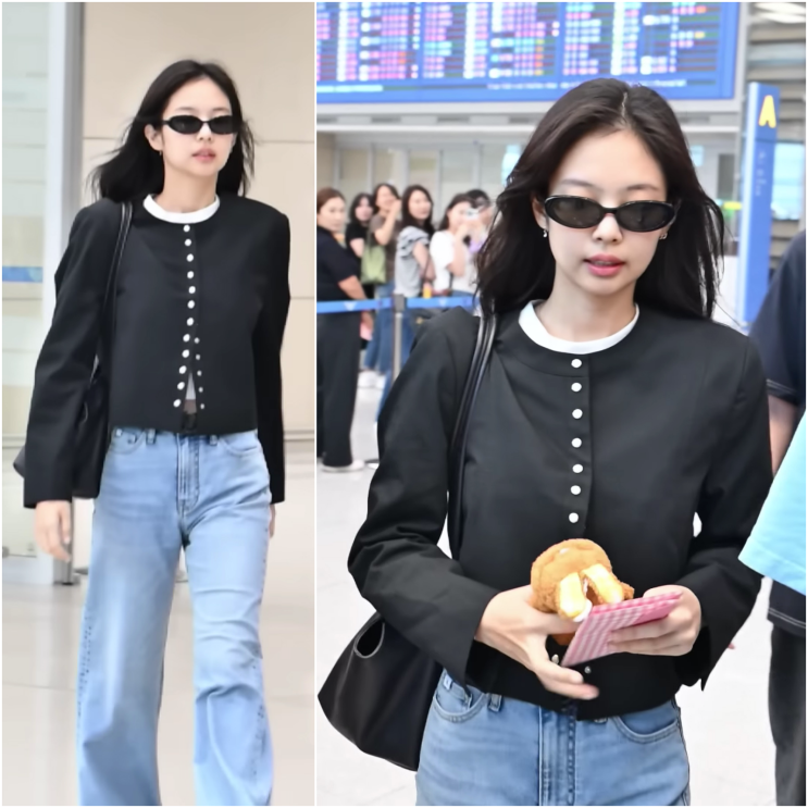 제니 공항패션 올드머니 룩으로 메종마레 자켓 입었어용 제니사복 패션 바로 접수 ㅎ 네이버 블로그