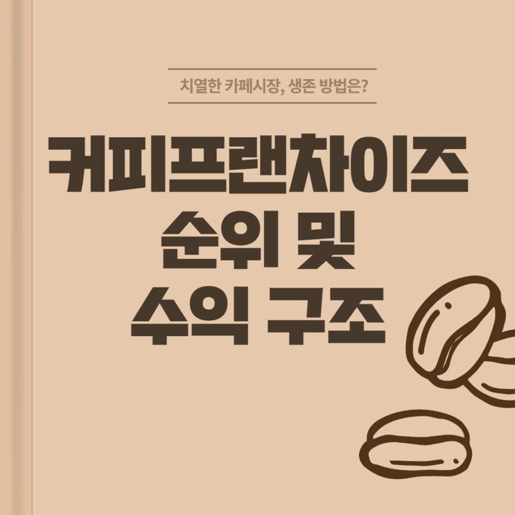 커피 프랜차이즈 순위 및 수익 구조 비교 네이버 블로그