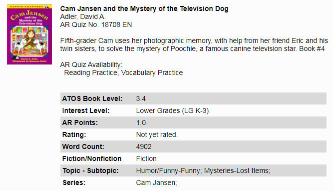 [영어 원서 워크시트] Cam Jansen #4 The Mystery of the Television Dog : 네이버 블로그