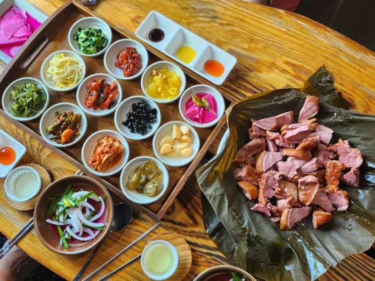 거제 칠천도맛집 소향다원 오리고기와 연잎밥 네이버 블로그