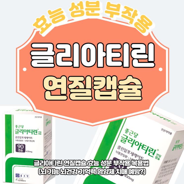 글리아티린 연질캡슐 효능 성분 부작용 복용법 뇌 기능 뇌건강 기억력 영양제 치매 예방 네이버 블로그
