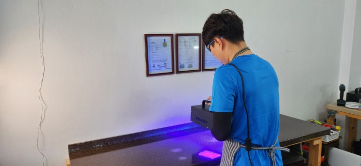 국내최초led경화기사용 싱크대상판uv코팅하이가드시공교육 및 샌딩없는 칸스톤엔지니어스톤uv코팅욕실나노코팅나노존시공