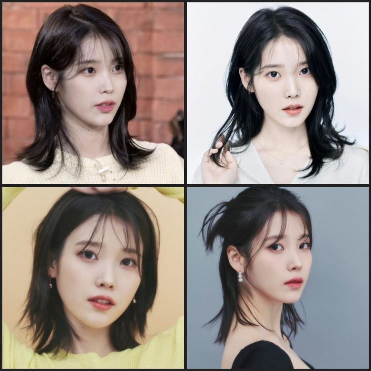 아이유 단발 반묶음 앞머리 중단발펌 거지존 컷트 레이어드컷 허쉬컷펌 여자 연예인 짧은 헤어스타일 어울리는 얼굴형 추천 네이버 블로그