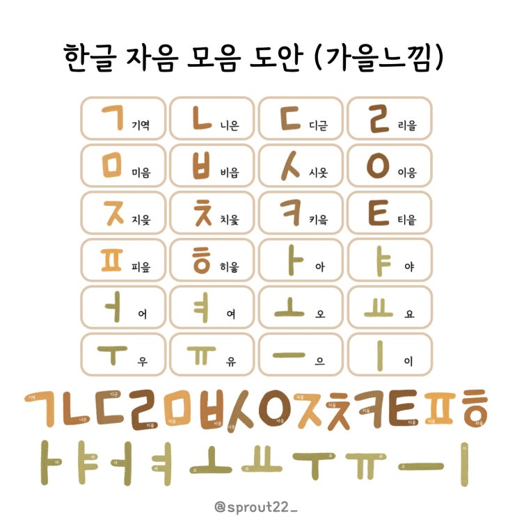한글 자음 모음 카드로 한글 공부하기 : 네이버 블로그