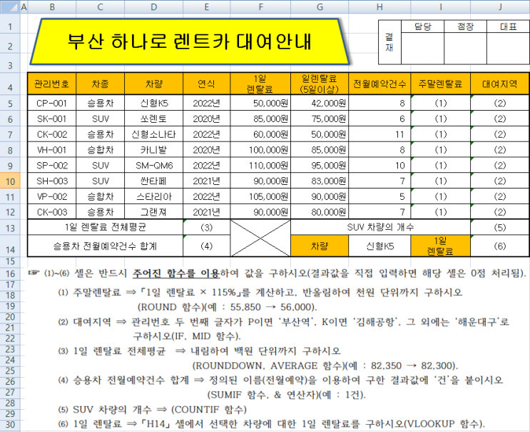 ITQ 엑셀 함수 MS오피스 2021 버전 예시문제 해설! : 네이버 블로그