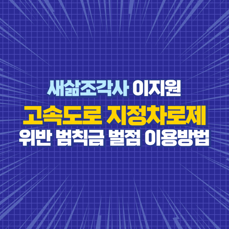 고속도로 지정차로제 위반 범칙금 벌점 이용방법 네이버 블로그