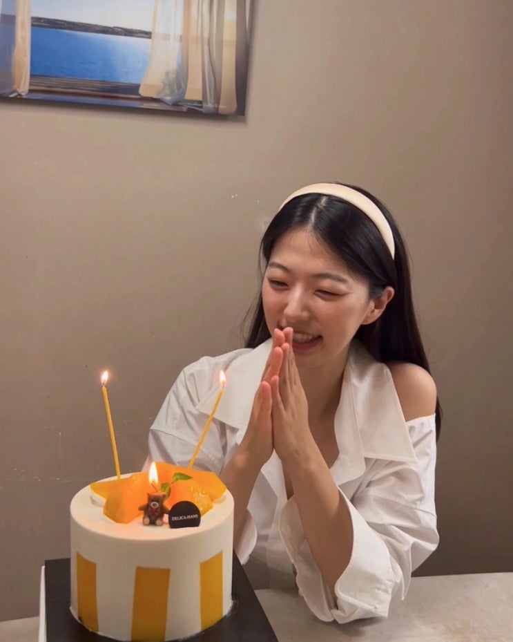 나의 생일 파티 가족과 함께하는 생일파티 델리카한스 망고 케이크 망고케이크 추천 롯데호텔 케이크 네이버 블로그