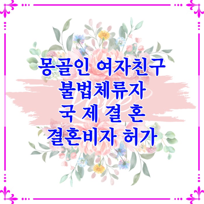 몽골인 여자친구 불법체류자 국제결혼 혼인신고 절차 F6 결혼비자 네이버 블로그