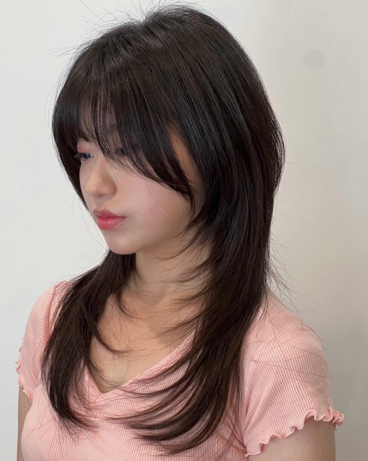 가벼운 여자 긴머리 레이어드컷 허쉬펌 성형컷 만드는 앞머리 사이드뱅 부산 박화헤어스튜디오 네이버 블로그