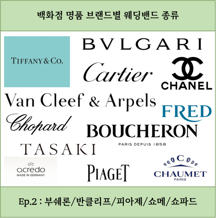 명품 백화점 브랜드 결혼반지 알아보기 Ep2 부쉐론반클리프피아제쇼메쇼파드 종류and견적 Aka 웨딩밴드 투어