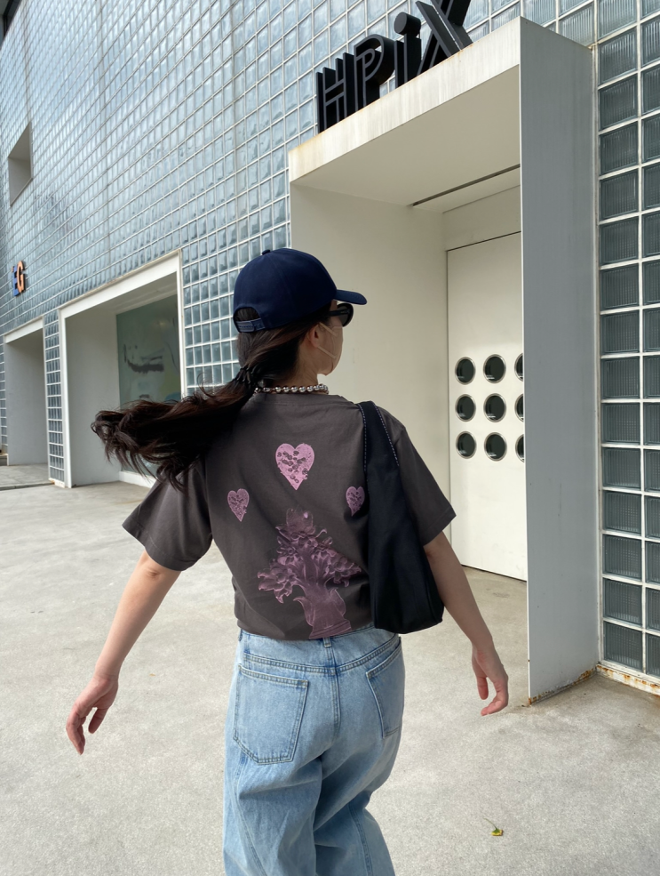 [Sold out] 243. Saint pink heart print T-shirts. (with Flower pillar ...