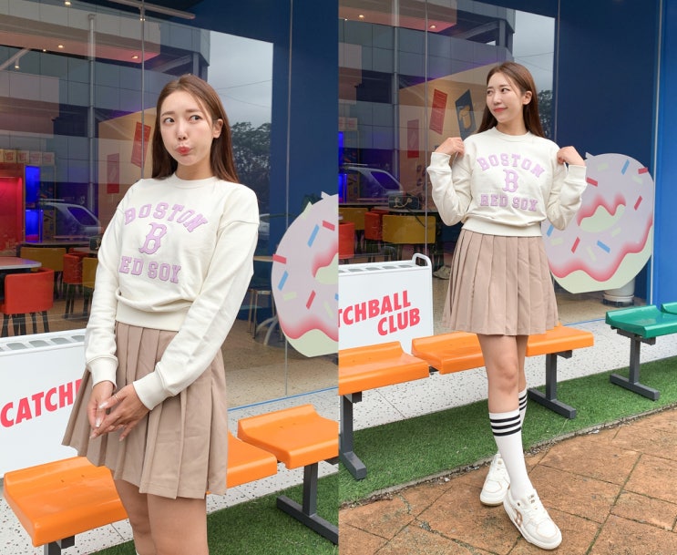 여자 가을패션 트렌드 프레피룩 완성템 여성 크롭 스웨트셔츠 엠엘비 맨투맨 네이버 블로그