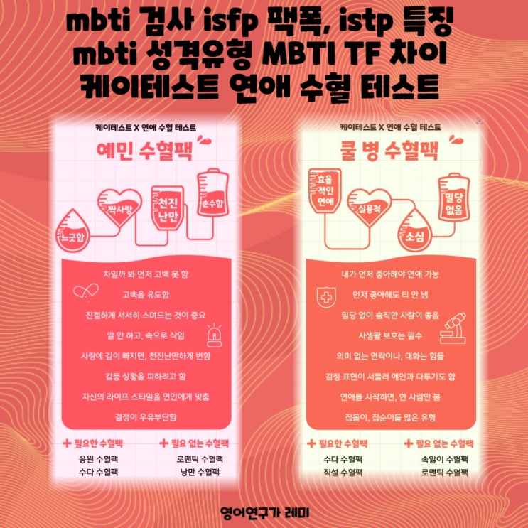 Mbti 검사 Isfp 팩폭 Istp 특징 Mbti 성격유형 Mbti Tf 차이 케이테스트 연애 수혈 테스트 네이버 블로그