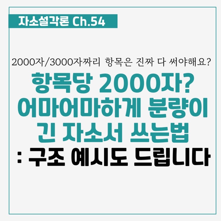 2000자 자소서는 어떻게 써요 자기소개서 분량이 엄청 긴 백일장 자소서를 쓰는 방법예시구조설명 포함 자소설각론 Ch