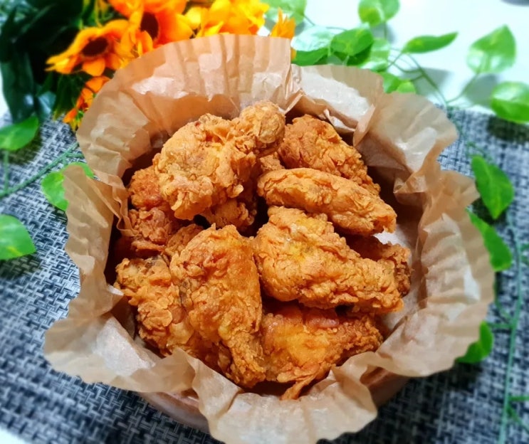 집에서 후라이드 치킨 만들기 바삭한 후라이드 반죽 레시피 : 네이버 블로그