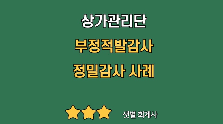 상가관리단 부정적발 정밀감사 사례 상가 관리소장 전기요금수도요금관리비선수금인테리어보증금 등 횡령 및 자금 유용