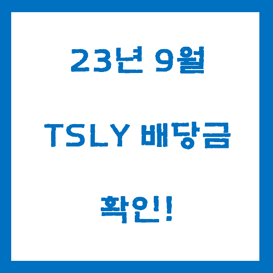 [배당일지] 23년 9월 TSLY 배당금 확인! : 네이버 블로그