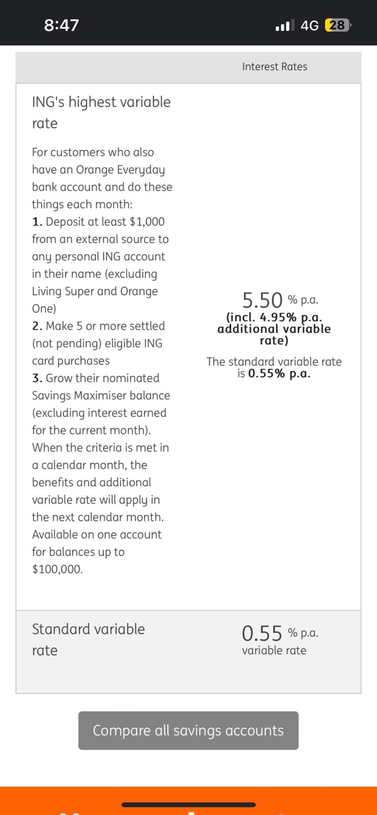 호주 워홀/ 꿀팁 ing 은행 saving maximiser 계좌 이자로 매달 용돈 벌기 : 네이버 블로그