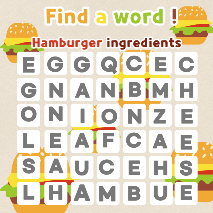 🍅[대실역 영어학원, 다사 영어학원, 다사 가볼 만한 곳] Find a word ! "Hamburger ingredients"🥯 ...