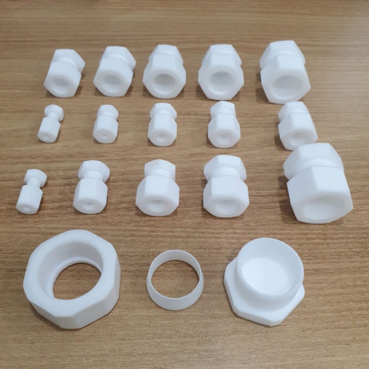 PTFE 테프론 파이프 유니온 마개 엔드캡 클로저 플러그 마감 [테플론 teflon] plug 플러그 뚜껑 나사탭 테프론제품 ...