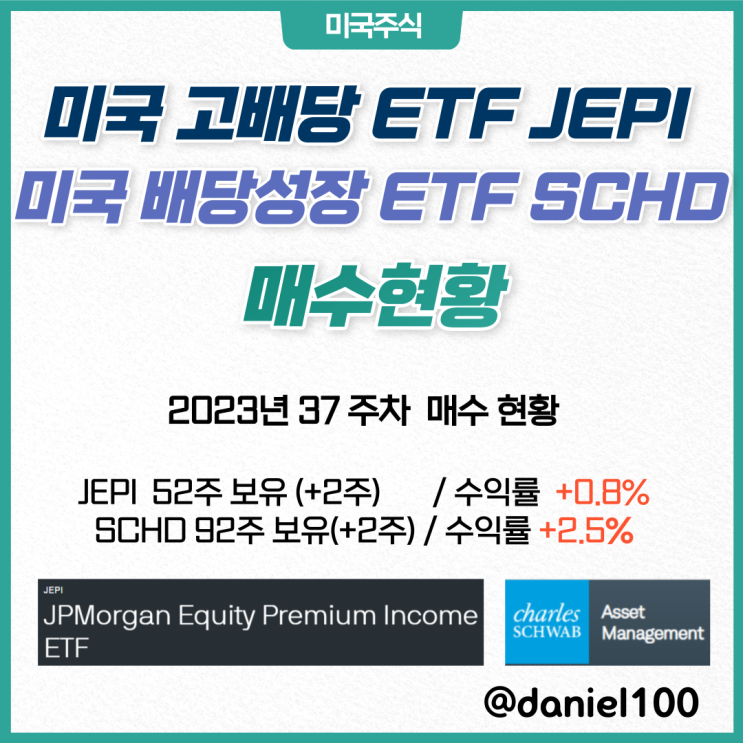 미국 월 고배당 ETF JEPI & 배당 성장 ETF SCHD 매수 현황 2023년 37주 차 9월(ft. schd 배당락일) : 네이버 블로그
