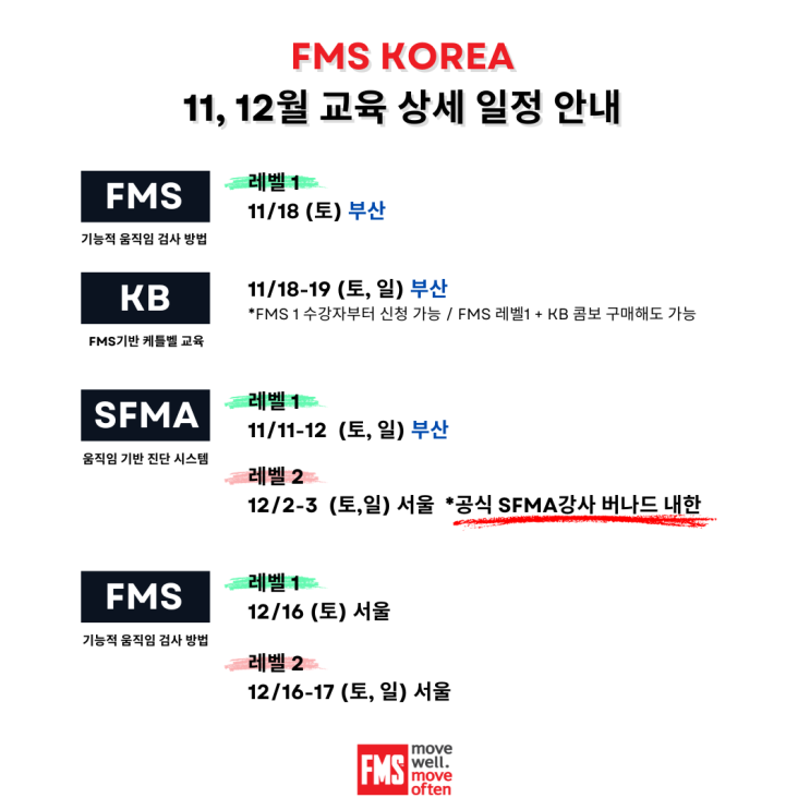 FMS KOREA 2023 하반기 교육 일정 -FMS/SFMA/FMS KB/FCS 공식 세미나 : 네이버 블로그