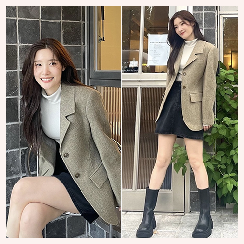 정채연 옷 온앤온 가을 자켓 기본템 코디 인스타그램 사복 패션 만나🌼 네이버 블로그