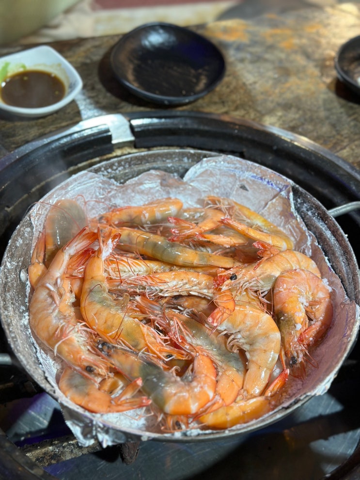 급 다녀왔었던 을왕리 대하구이 새우 소금구이 해물칼국수 내돈내산 강릉회센타조개구이 가을 대하철 네이버 블로그