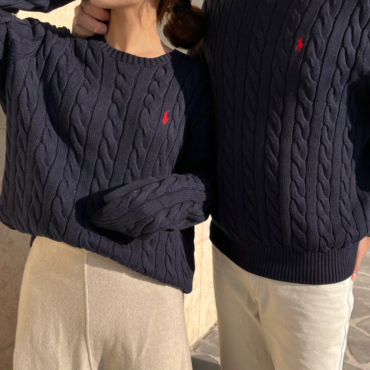 폴로 니트 커플룩 랄프로렌 케이블 여자 남자 사이즈 추천 : 네이버 블로그