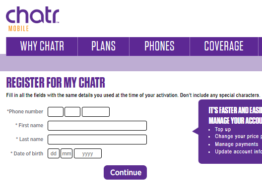 Chatr 통신사 홈페이지 관리와 Top-up (충전) : 네이버 블로그